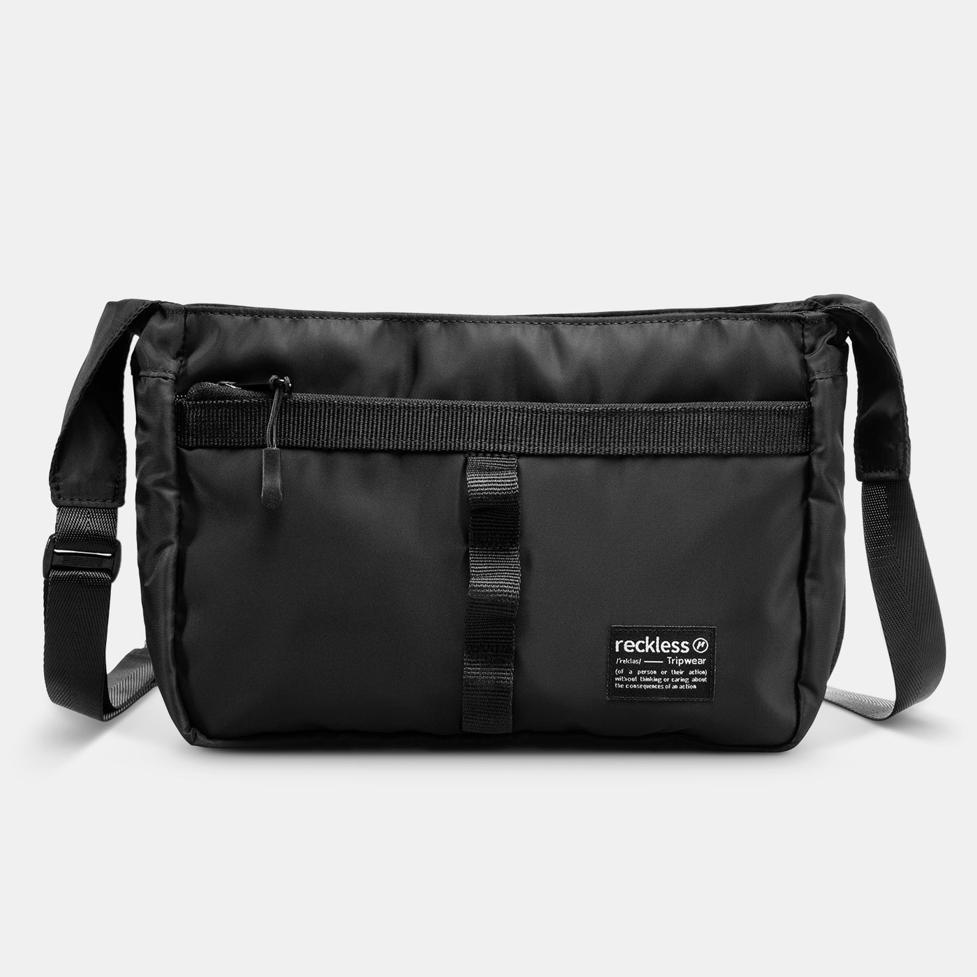 Nylon Messenger Bag · Black · RecklessPh