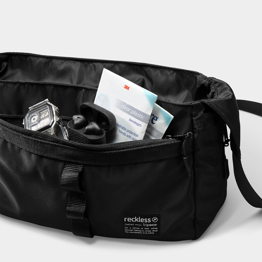 Nylon Messenger Bag · Black · RecklessPh